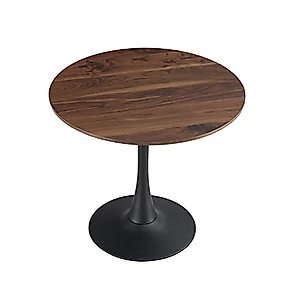 31.5" Modern Round Dining Table with Pedestal Base in Tulip Design, Mid-Century Leisure Table for Living Room Kitchen & Dining Room(Brown)