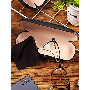 Frienda 3 Pieces Hard Glasses Case Reading Eyeglass Case Protective Sunglasses Case with Cleaning Cloth for Men Women Unisex(Black)