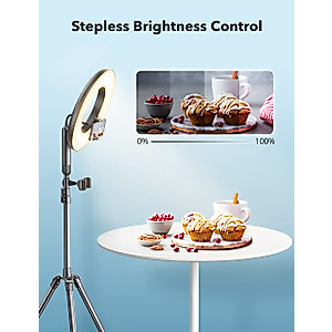 14” Selfie Ring Light with 78” Extendable Tripod and 2 Phone Holders, 5 Color Modes and 10 Brightness Levels, Remote Light Control, Bluetooth Shutter, Adjustable Led Ring Light for Makeup/Video/TikTok