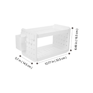 NUOBESTY Decor Book Shelf Book Stand Storage Shelves Bookshelf Magazine Rack Delicate Book Rack Tabletop Book Holder Household Book Rack White Double Layer Small Desk pp Office