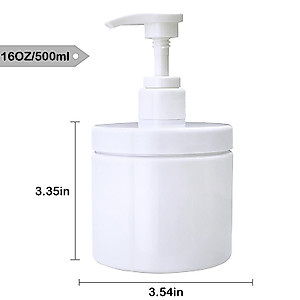 Cosywell Pump Bottle Dispenser Plastic Pump Bottles Refillable Bottles Wide Mouth Jar Style Empty Pump Bottles Bathroom Shower Containers for Lotion Shampoo Conditioner (White, 2X 500ml)
