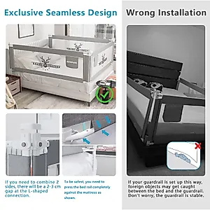 SURPCOS Bed Rails for Toddlers -New Upgraded Extra Long Bed Guardrail for Kids Great Fit for Twin, Double, Full-Size Queen & King Mattress (One Side 78.7 x 26 Inch, Buck)