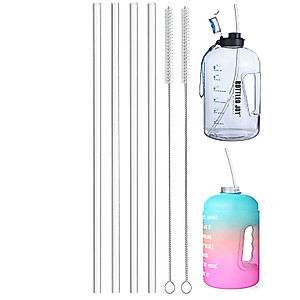 ALINK 15 inch Extra Long Reusable Clear Silicone Straws, 4-Pack Flexible Straws for Stanley 40 oz Tumbler, 1 Gallon Water Bottle, Wine Bottle, 128 64 oz Tumbler with Brush