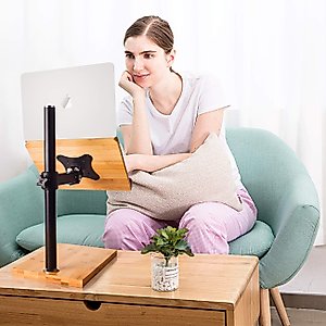 wishacc Book Stand Height Adjustable - Upright Bamboo Book Stand & Holder for Reading Hands Free, Desktop Adjustable Reading Height and Angle Book Rest with Page Clips (11.0 x 8.1 inches)