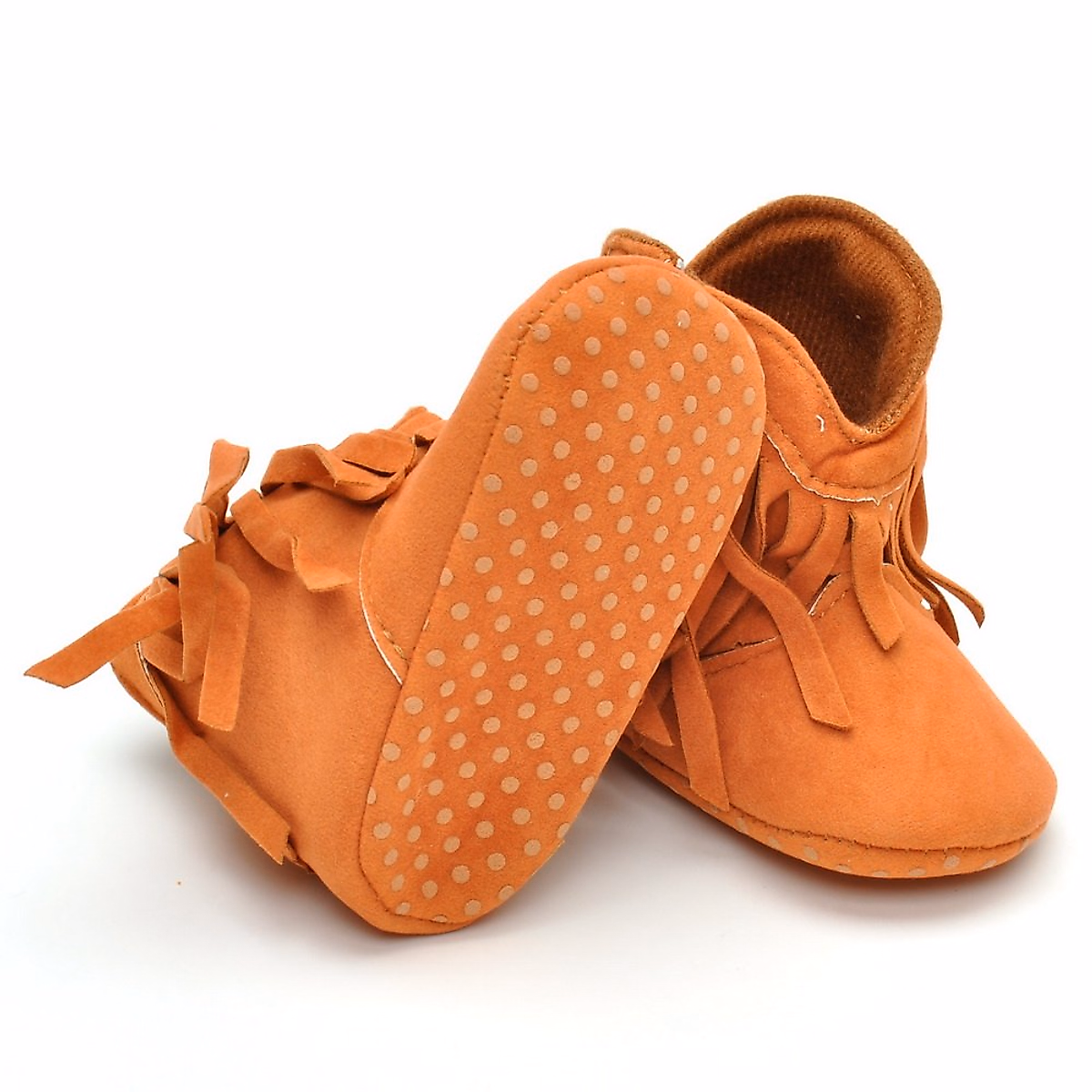 ESTAMICO Baby Girls Cowboy Tassel Boots Side Zipper Non Slip Infant/Toddler Shoes, Brown 0-6 Months