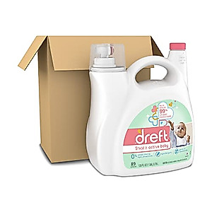 Dreft Stage 2: Active Baby Liquid Laundry Detergent, 89 Loads, 128 Fl Oz, Helps Remove 99% Of Baby Food Stains
