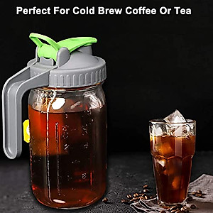 Cold Brew Mason Jar Iced Coffee Maker 64 Oz Wide Mouth Jar Cold Brew Pitcher With Coffee Filter Food Grade Airtight & Leak-Proof Pitcher 2 Quart