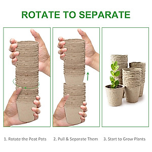 GROWNEER 120 Packs 3 Inch Peat Pots Plant Starters for Seedling with 15 Pcs Plant Labels, Biodegradable Herb Seed Starter Pots Kits, Garden Germination Nursery Pot
