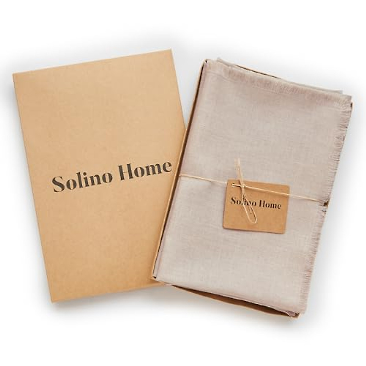 Solino Home Linen Dinner Napkins 20 x 20 Inch – Natural Set of 4 – 100% Pure Linen Fringe Cloth Napkins for Thanksgiving, Christmas – Machine Washable and Handcrafted from European Flax