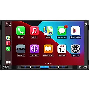 Jensen CAR710W 7” Mechless Multimedia Receiver with Wireless Apple CarPlay l Supports Android Devices l SiriusXM-Ready l Built-in Bluetooth