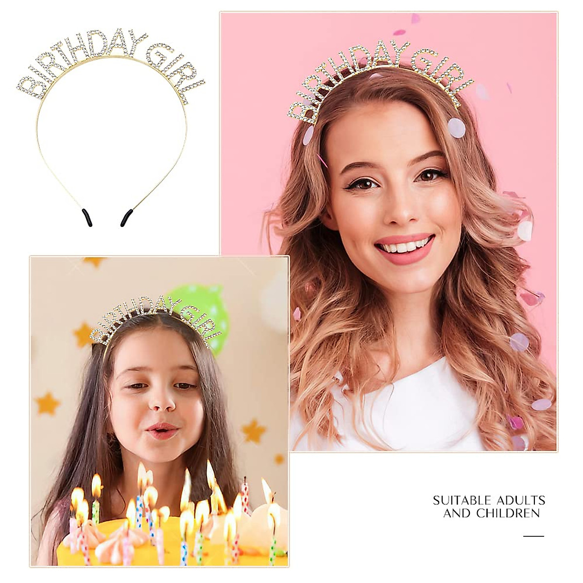 PQRUU Birthday Sash for Women Gold Birthday Girl Sash Glitter Birthday Sash and Tiara for Women Birthday Crowns for Women Happy Birthday Decorations Accessories Rhinestone Birthday Girl Headband