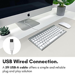 Macally Wired Keyboard for Mac | Compatible Apple Keyboard (78 Keys) External Keyboard for MacBook Pro/Air, iMac, Mac Mini/Pro - Plug and Play USB Computer Keyboard
