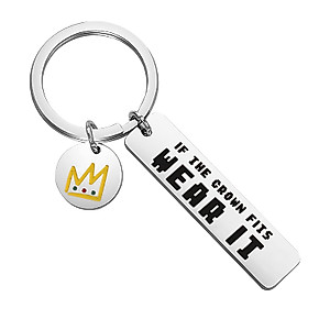 KEYCHIN Dream Ranboo Keychain SMP Gifts If the Crown Fits Wear It Jewelry Ranboo Quote Gifts For SMP Gamer (If the Crown K-S)