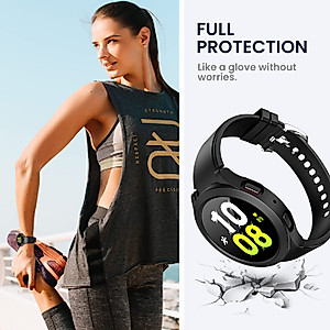 Tensea [4Pack] for Samsung Galaxy Watch 5 2022/4 2021 Screen Protector and Case 44mm, Anti-Fog Tempered Glass Protective Film/Hard PC Bumper, Face Cover Set