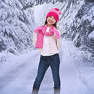 Swak Girls Hat,Scarf & Glove Set-Kids Cold Weather Winter Accessories-Childrens 3 Pc Beanie set-Big Girls Hat Scarves & Glove