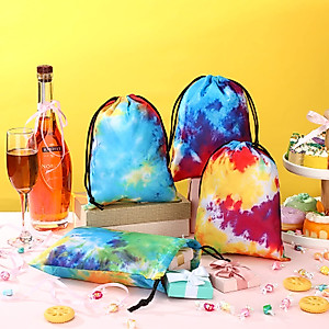 12 Pack Small Tie Dye Camouflage Drawstring Bags Rainbow Colorful Abstract Pattern Tie Dye Small Gift Bags Party Favors Treat Bags for Kids, Boys and Girls, Birthday Gift, 9.8 x 7 Inch
