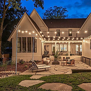 KIAYACI String Light Poles, 8 feet Sturdy Outdoor Light Pole for Hanging String Lights or Flag, Backyard, Garden, Patio, Deck Lighting Stand for BBQ, Party, Wedding-White