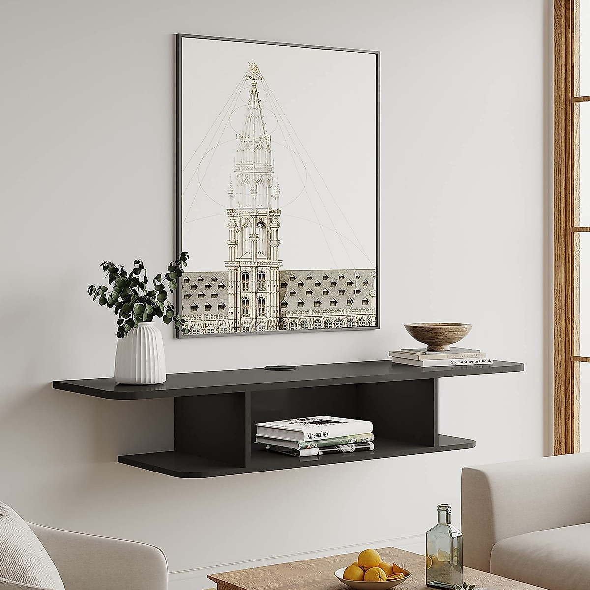 FITUEYES Floating Entertainment Center Wall Mounted Media Console TV Stand Component Shelf TV Wall Cabinet, Black