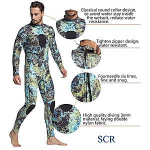 Dyung Tec Wetsuits Mens 3MM Camo Neoprene Scuba Diving Unisex One Piece Sport Skin Spearfishing Full Suit (L)