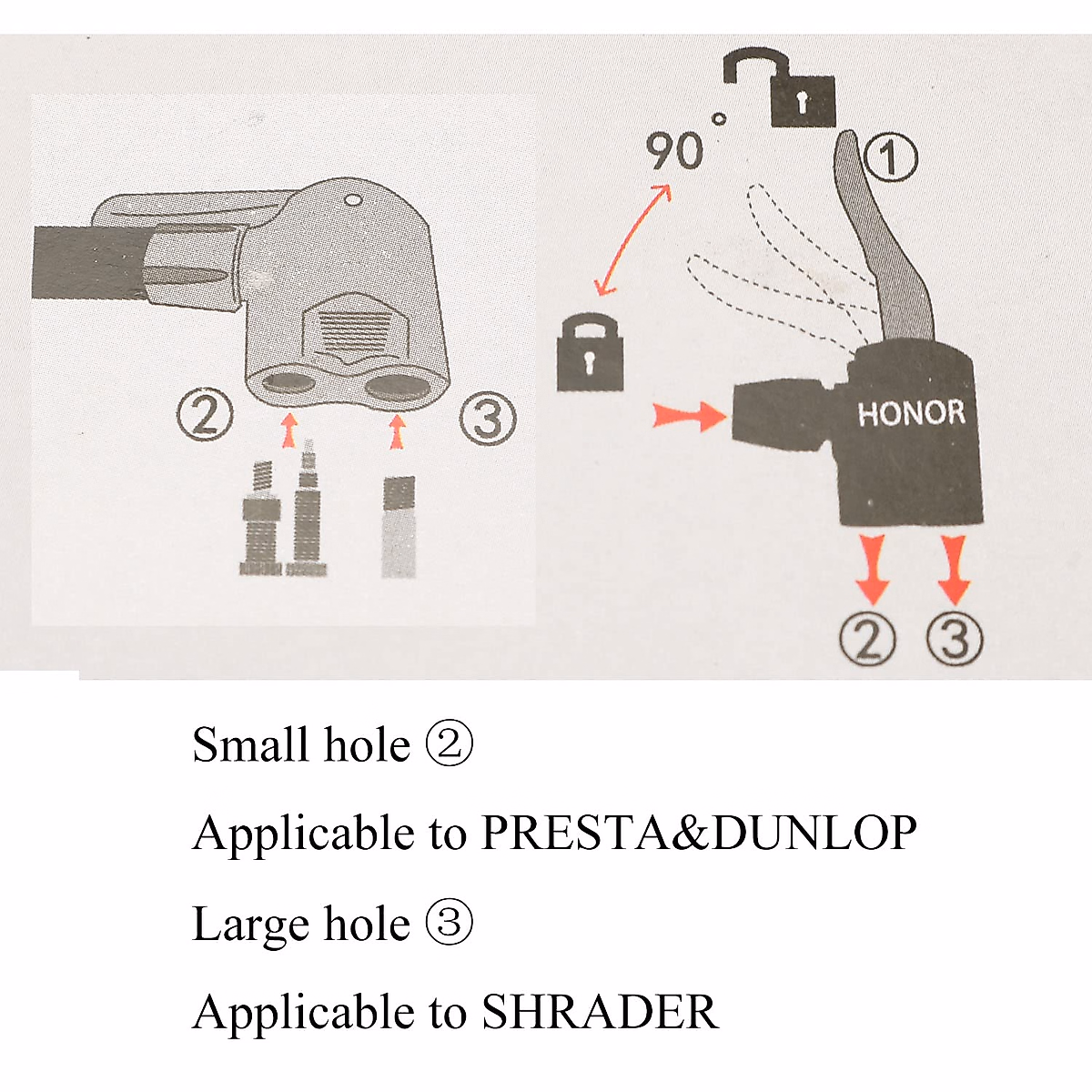 Pro Bamboo Kitchen 4pcs Black Plastic Dual Head Bike Bicycle Pump Head Nozzle Hose Adapter Connector Multi-Valve Head Tyre Valve Connector
