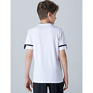 2 Pack Youth Boys' Soccer Jerseys, Black White Training Shirts for Kids, Dry Fit Athletic Performance Short Sleeve Tees (Medium)