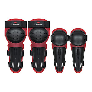 WOSAWE Kids Dirt Bike Chest Protector Skating Knee Elbow Pads Youth ATV Spine Protective Gear Kit, Red