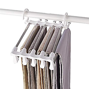 Pants Hanger, Hangers for Clothes & Closet Organizer Space Saving, Jean Hangers Scarf Hanger Pants Organizer Clothes Hangers Organizer Stainless Steel Multi Pants Space Saver