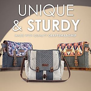 Womens Shoulder Bag by Sixtease - Vintage Style Shoulder Bags for Women - Made with Genuine Leather, Upcycled Canvas, or Hair On - Handmade, Adjustable Strap, Brass and Zinc Hardware - Flint