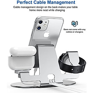 3 in 1 Aluminum Charging Stand for Apple Watch Charger Stand Dock for iWatch Series 8/SE/7/6/5/4/3/2/1, iPad, AirPods Pro/3/2/1 and iPhone Series 14/13/12/11/X/8/7/6/Samsung Series and More