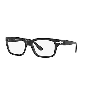 Persol PO3301V Rectangular Prescription Eyewear Frames, Black/Demo Lens, 57 mm