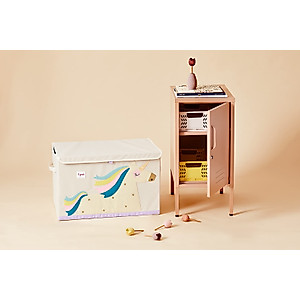 3 Sprouts Large Toy Chest for Kids with Lid and Handles - Collapsible Toy Storage Bin/Trunk/Box/Basket Organizer for Boys & Girls Playroom, Nursery, Unicorn