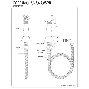 Kingston Brass CCRP1K0SPR Vintage Kitchen Faucet Side Sprayer, Matte Black