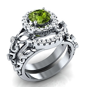 IDEALJEWEL95 Women's1.35 ct Aquamarine & White Sapphire Sterling Silver Engagement Ring Sizable For Engagement/Wedding/Valentines Day (Ring Size :- 13.5)