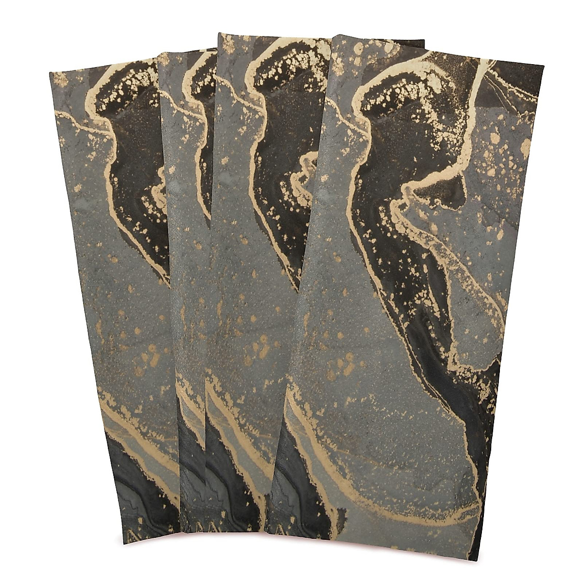 Dallonan Kitchen Towels Set of 4 Luxury Abstract Black Gray Gold Marble Polyester Soft Absorbent Dishcloths Decorative Towels for Kitchen Hand Towels, Dish Towel, Tea Towels, 28x18 Inch