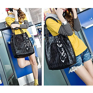 RainboSee Women's 2Pcs Skull Purses and Handbags Punk Tote Top-handle Shoulder Satchels Bag Clutch Black