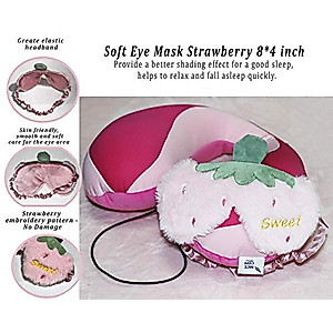 NICE COM SUPPLY Kid Neck Pillow and Blanket, Car Kids Pillow with No Car Seat - Kids Sleep Mask - & Travel Waterproof Backpack - Kids Travel Accessories - Birthday Gifts for Travelers - Pink