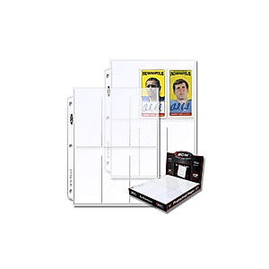 BCW Pro 6 Pocket Page Sleeves | 100 Count | Acid-Free Archival Quality Card Binder Sleeves for Tall Trading Cards, Photos, and Post Card Album Holder | Fits 3-Ring Binders