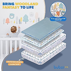 Crib Bedding Sets for Boys 5 Pieces Includes Baby Crib Sheets x2, Cotton Quilt, Baby Blanket & Bonus Wall Decal Set