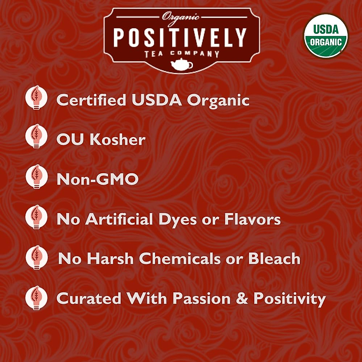 Organic Positively Tea Company, Decaf English Breakfast Black Tea Bags, 20 Count