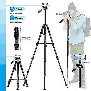 Camera Tripods & Monopods, Tripod for Camera Phone, 5 in 1 Aluminum Heavy Duty Camera Stand, Phone Tripod, Monopods, Selfie Stick, Trekking Poles, Compatible with Canon Nikon DSLR iPhone Camcorder