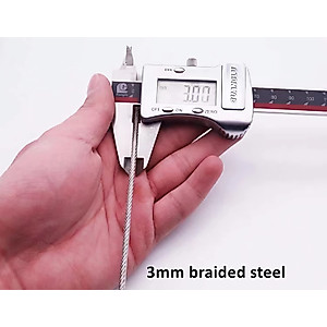 100CM/3.3ft 3mm Outdoor Travel Security Cable Lock,Braided Steel Coated Safety Cable Luggage Lock,Safety Cable Wire Rope Double Loop Lightweight GOMRQING (2 Pack)