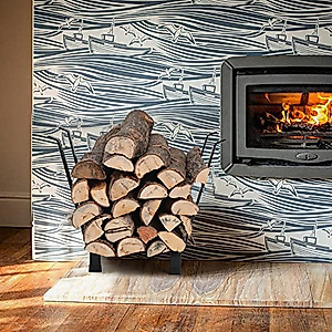 GREEN PARTY Firewood Rack 20 Inch Indoor/Outdoor Firewood Holder, Log Rack Wood Holder for Fireplace, Kindling Wood Storage and Wood Stove Accessories(Black)