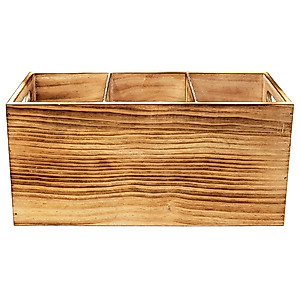 CB Accessories Utensil Holder in Rustic Wood for Farmhouse Kitchen Decor, Countertop Organizer and Cooking Tools Storage (Triple)