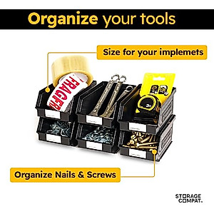 50 Pack Small Storage Bin, Wall Mount Storage, Hanging and Stacking Bin, Freestanding | 7” x 4” x 3” Plastic Container | Blue | Zeus 1PLZ02 | StorageCompat