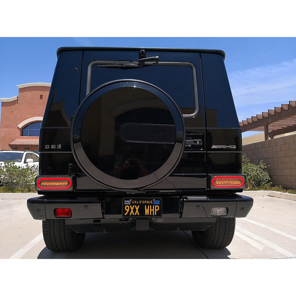 iJDMTOY Smoked Lens Dynamic Sequential Blink Laser Style Full LED Turn Signal Light Tail Lamps Compatible With 1999-18 Mercedes W463 G-Class G500 G550 G55 G63 AMG (2019 G Design)
