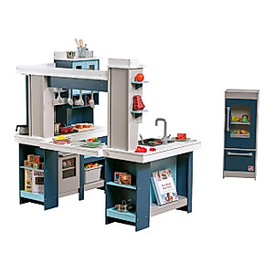 Step2 Grand Walk-In Wooden Kitchen Set for Kids, Indoor/Outdoor Pretend Play Kitchen, Ages 3+ Years Old, 15 Piece Toy Accessory Set, Easy Assembly