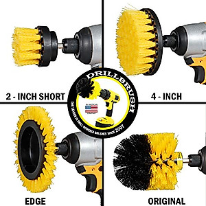 Drillbrush Yellow - Shower Cleaning Rotary Drill Brush Kit - Power Brush Scrubber for Bathroom - Grout Cleaning Drill Brush - Rotary Scrub Brush Tile Cleaner Drill Attachment - Bathroom Tile Scrubber