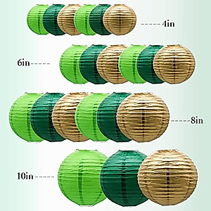 Green Paper Lanterns Party Decorations, Round Hanging Lantern for St. Patrick's Day, Graduation, Wedding, Tropical Jungle Theme Birthday Party Football Theme Baby Shower Decorations