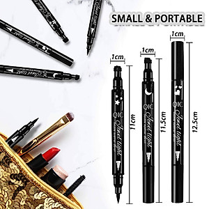 ALINICE Double-sided Liquid Stamp Eyeliner Pen, Two colors Pencil with Eye Makeup Stamp Waterproof Double Sided Long Lasting Seal Eyeliner, Heart,Star,Moon,Flower (4PCS)