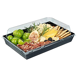 Restaurantware Matsuri Vision 9 x 6 x 1.5 Inch Large Sushi Trays 100 Greaseproof Sushi Packaging Boxes - Lids Sold Separately Disposable Black Paper Sushi Containers For Entrees Or Desserts